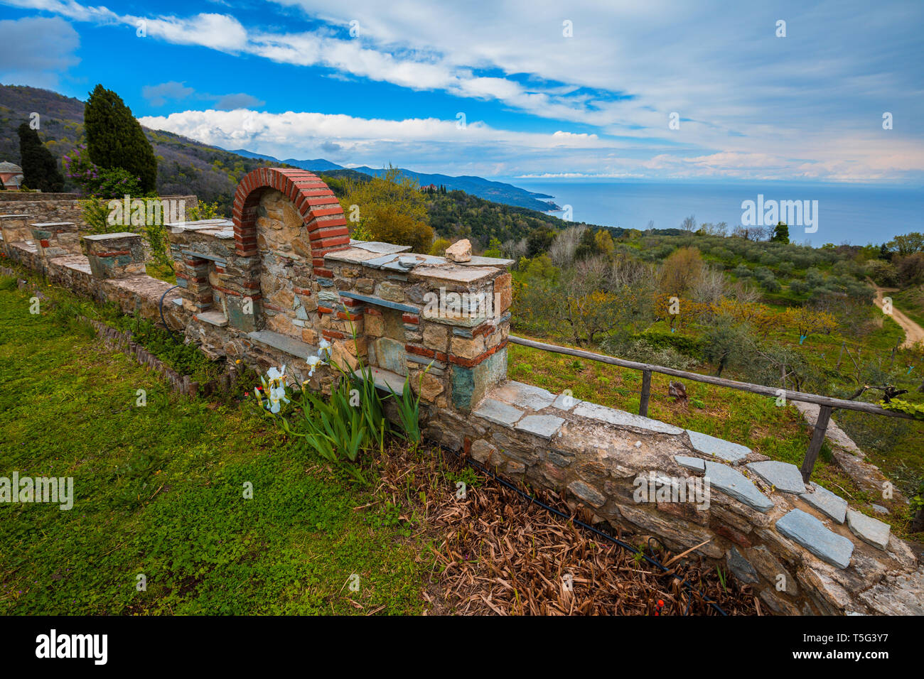 Inside view of Philotheou monastery on the Mount Athos Stock Photo - Alamy