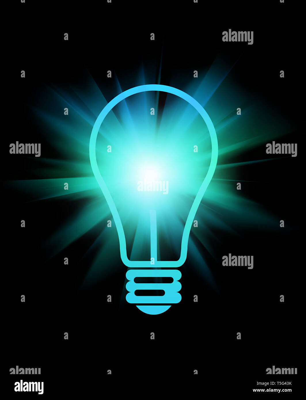 abstract light bulb with beams on black Stock Photo - Alamy