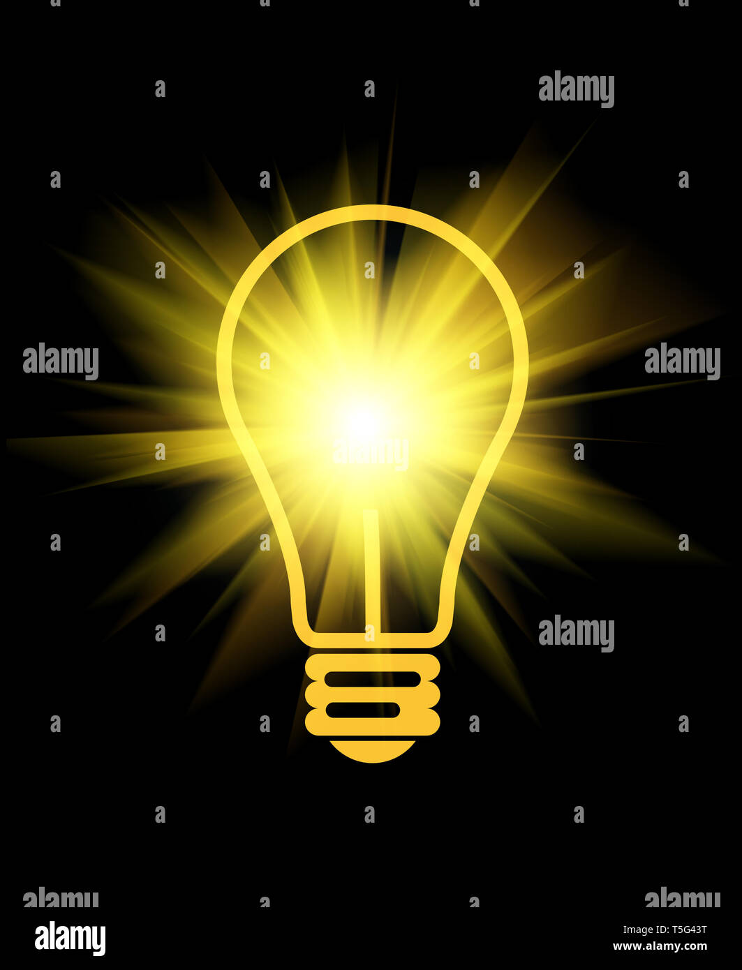 abstract light bulb with beams on black Stock Photo - Alamy