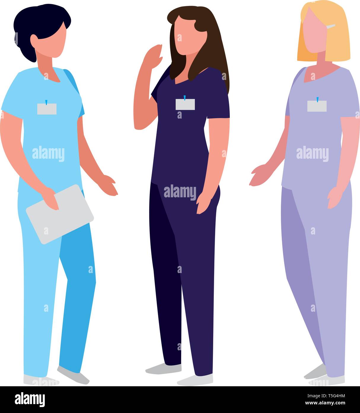 female medicine workers with uniform characters vector illustration ...