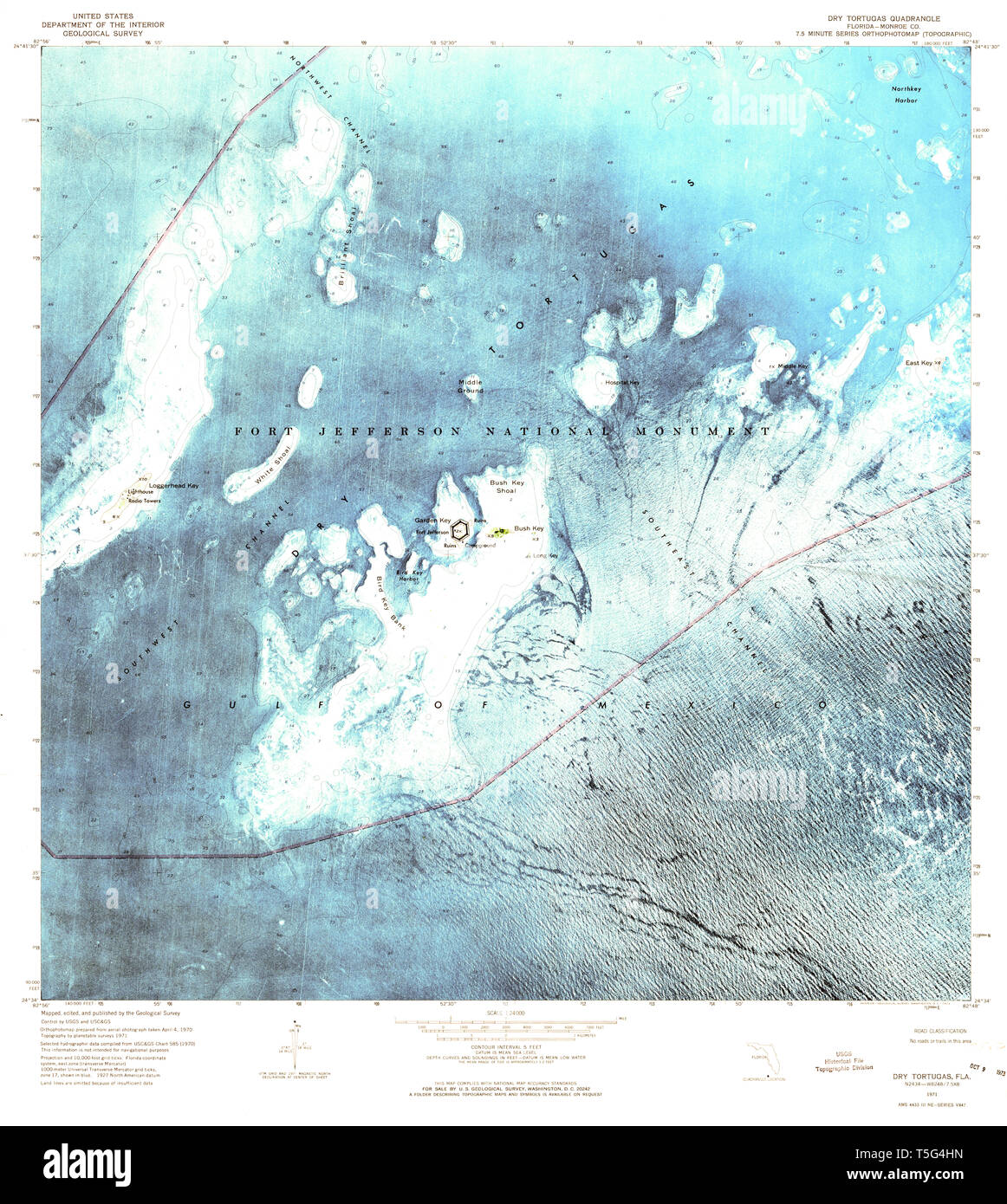 USGS TOPO Map Florida FL Dry Tortugas 345879 1971 24000 Restoration ...
