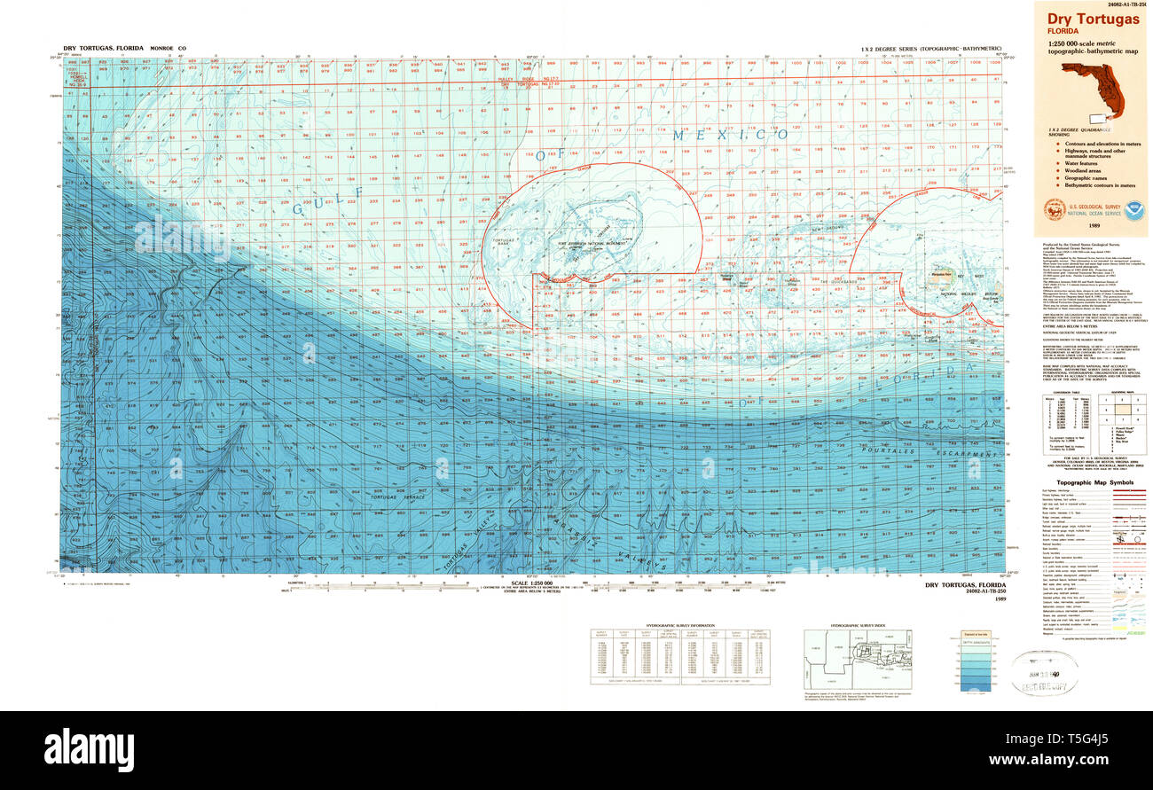 USGS TOPO Map Florida FL Dry Tortugas 345881 1989 250000 Restoration ...