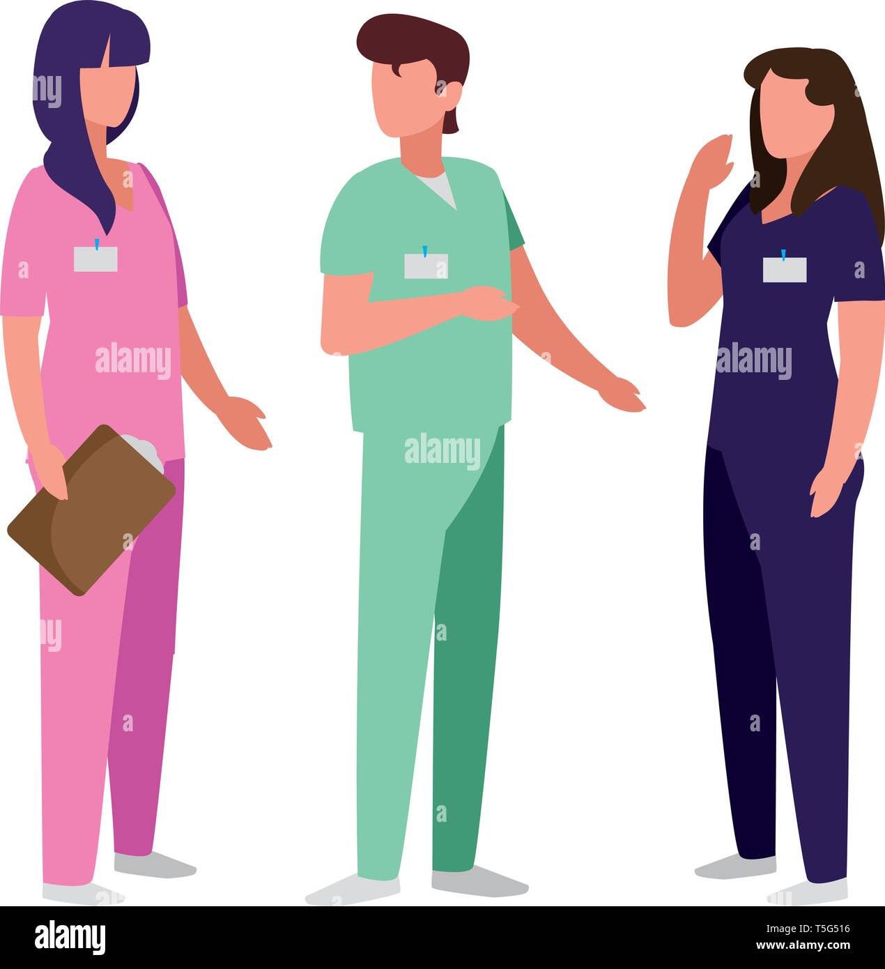 group medicine workers with uniform characters vector illustration ...