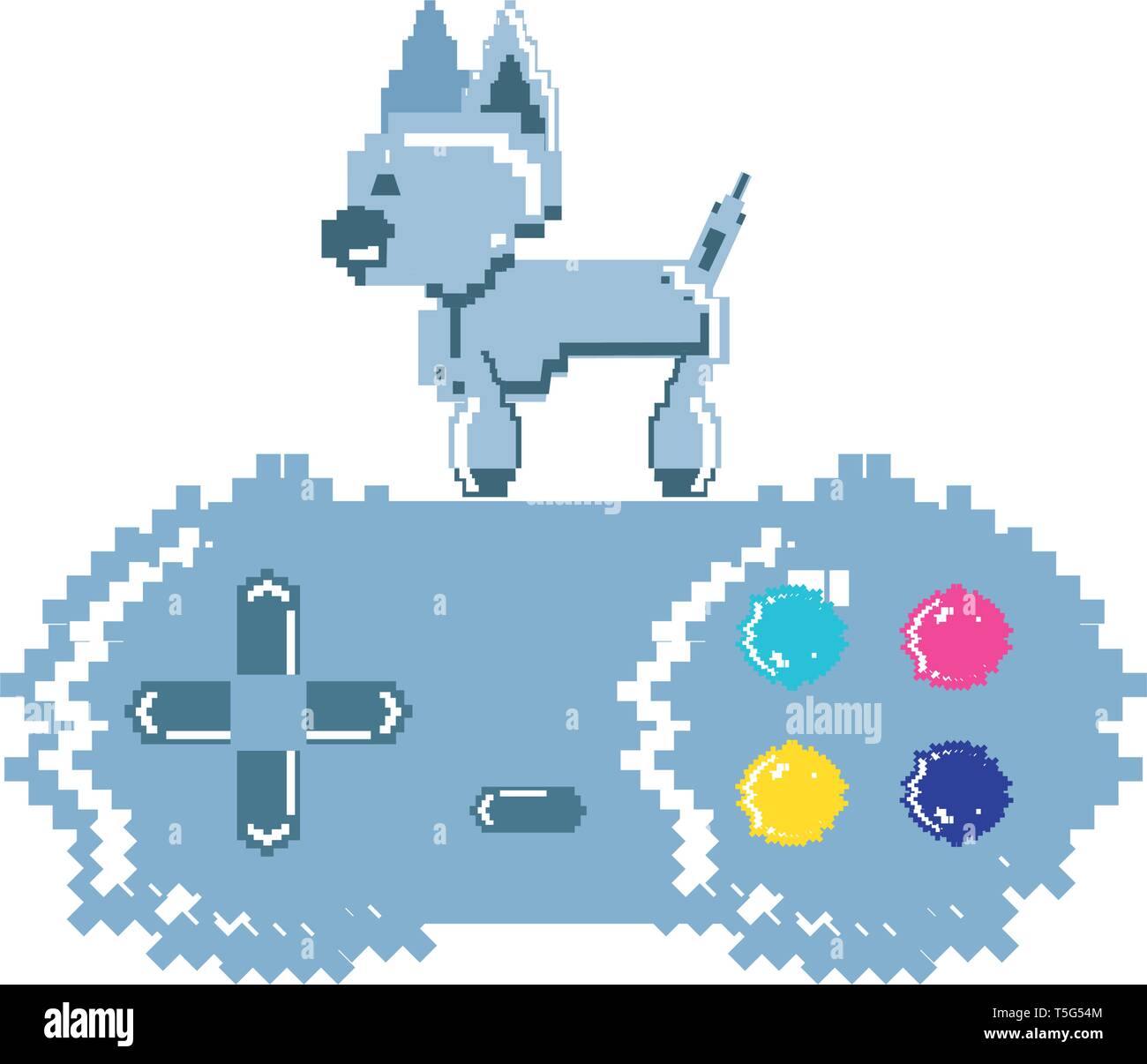 video game control with robotic dog pixelated vector illustration ...