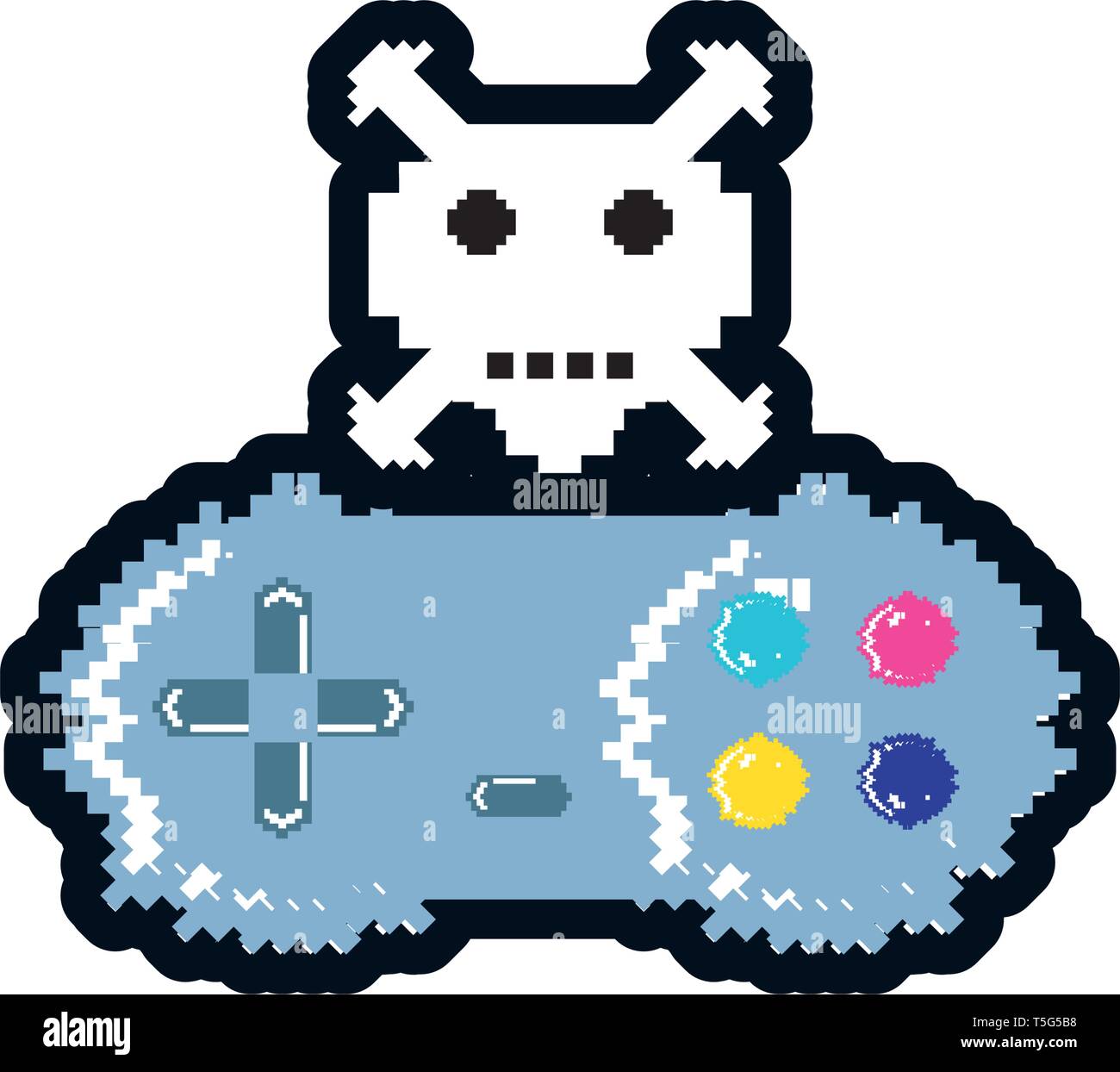 video game control with skull pixelated vector illustration design ...