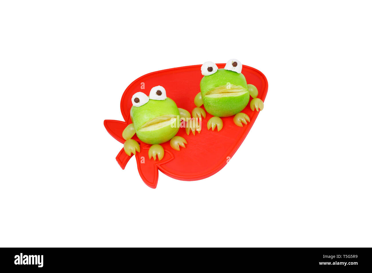 Apple frogs, carved frogs frogs - isolated on a white background Stock ...