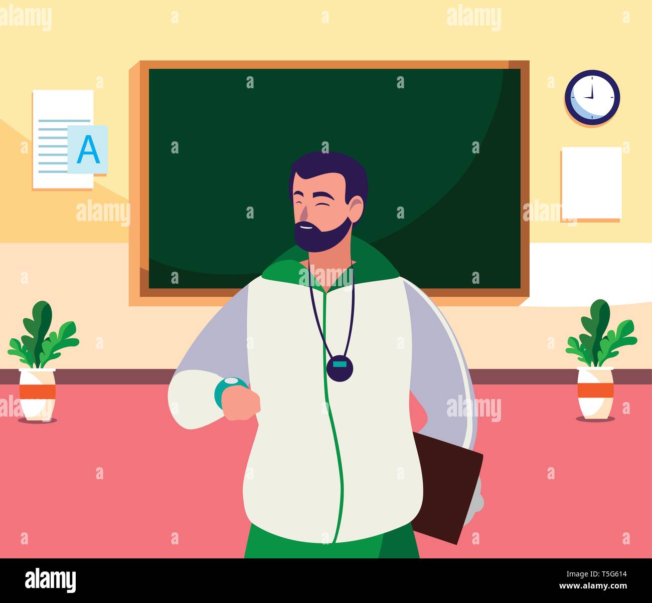 sports teacher in the classroom vector illustration design Stock Vector ...