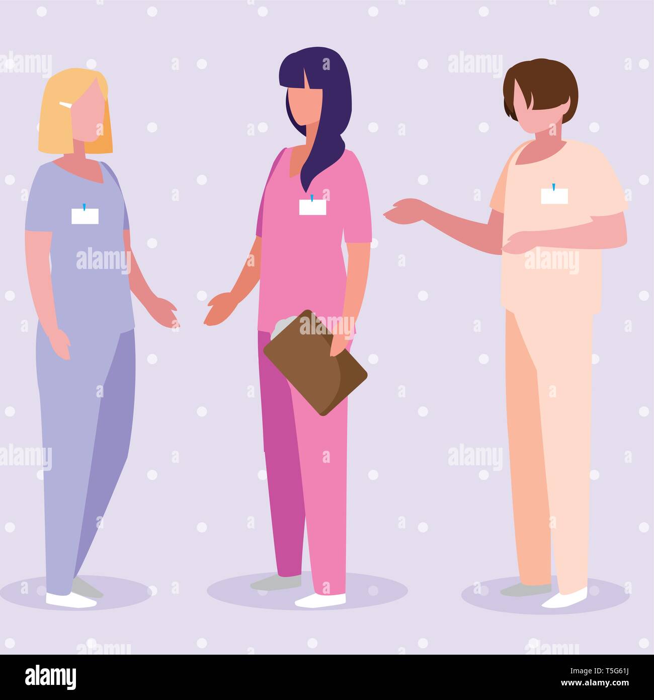 group medicine workers with uniform characters vector illustration ...