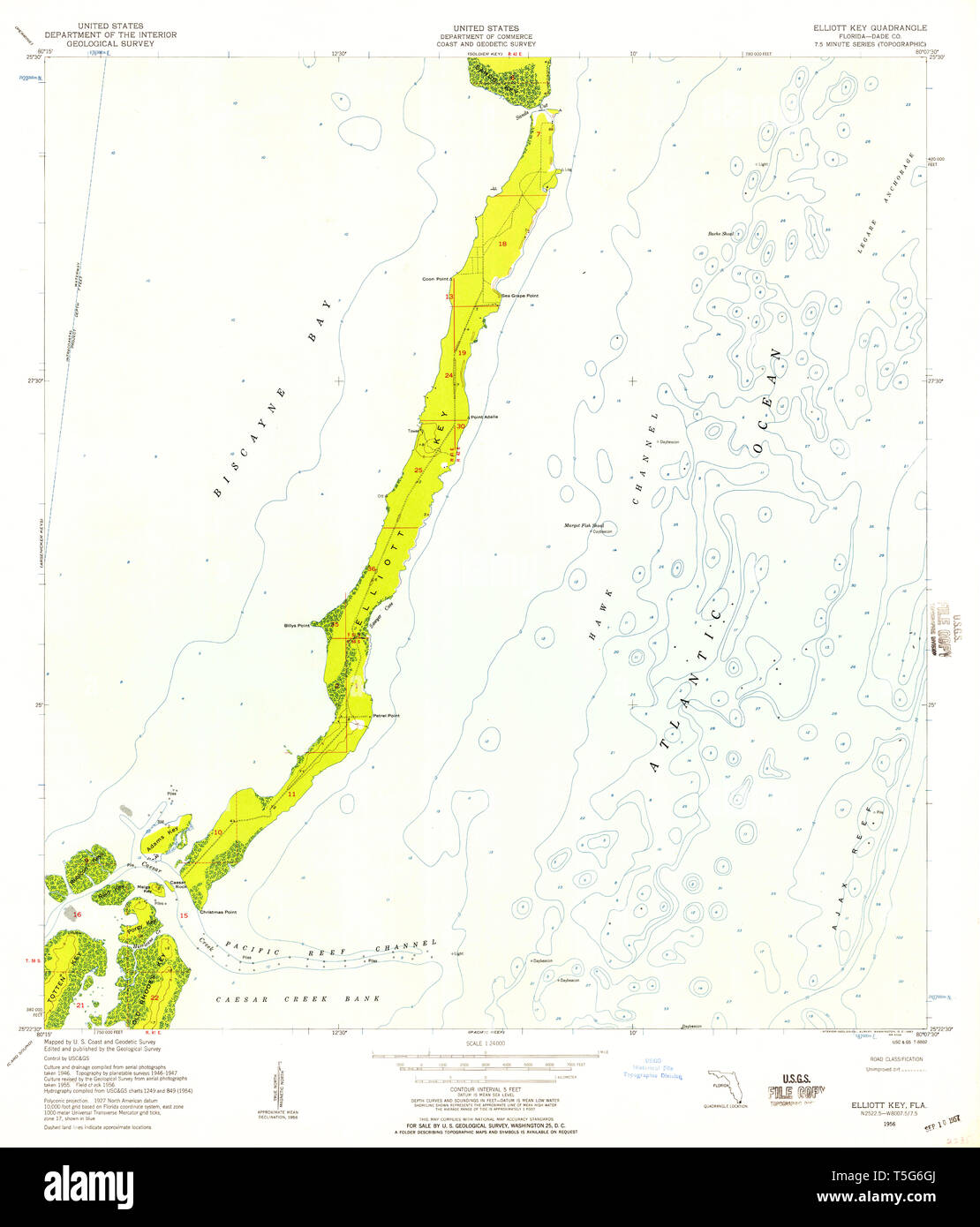 USGS TOPO Map Florida FL Elliott Key 345996 1956 24000 Restoration ...