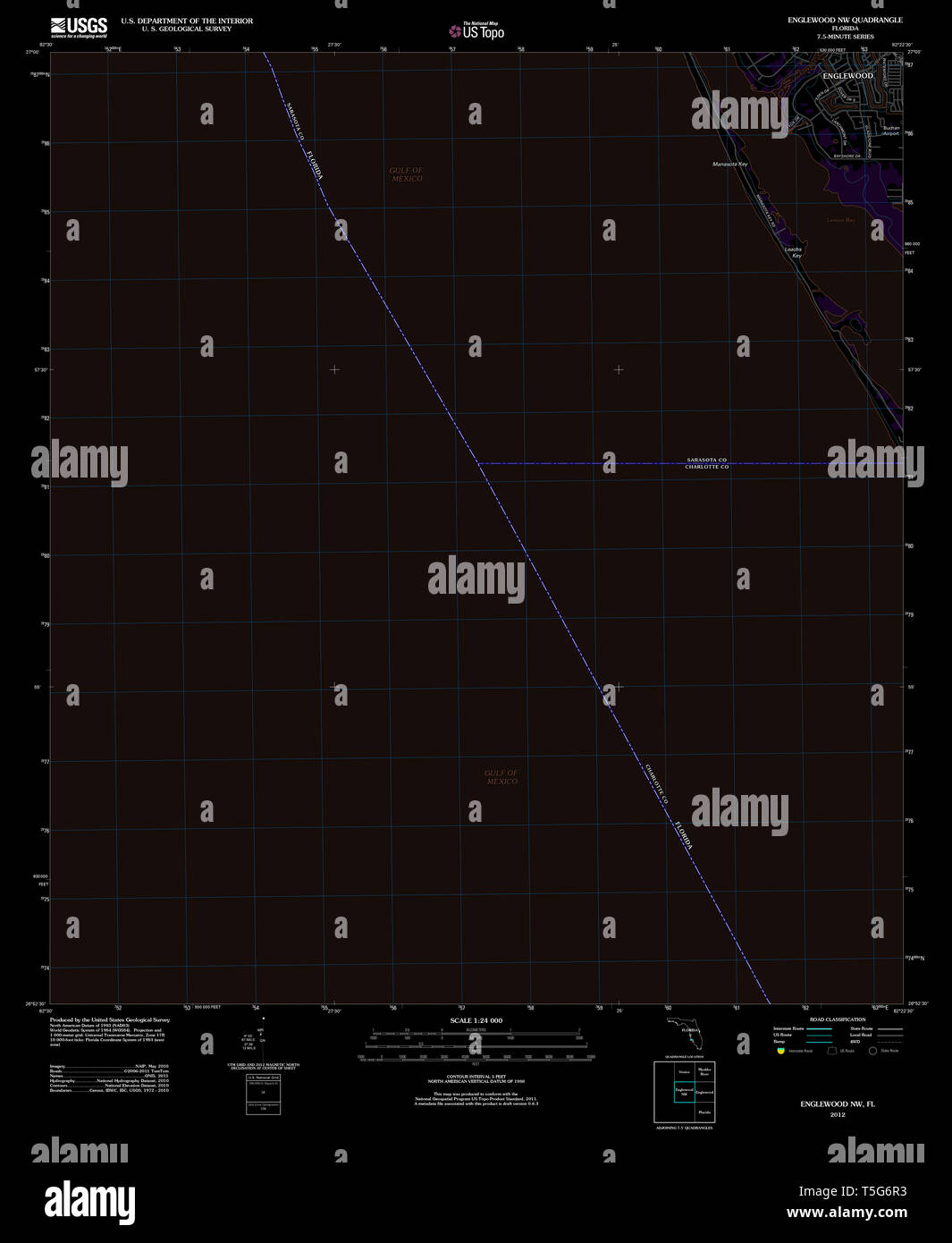 USGS TOPO Map Florida FL Englewood NW 20120712 TM Inverted Restoration ...