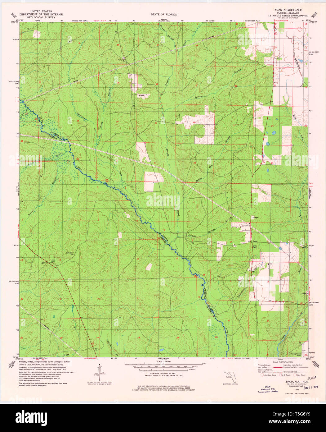 USGS TOPO Map Florida FL Enon 600752 1978 24000 Restoration Stock Photo ...