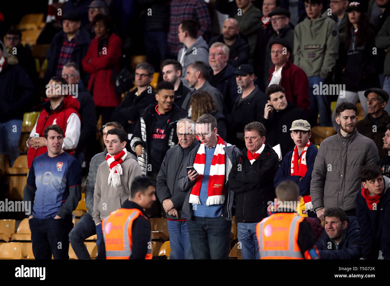 Arsenal fans in the stands during the Premier League match at Molineux ...