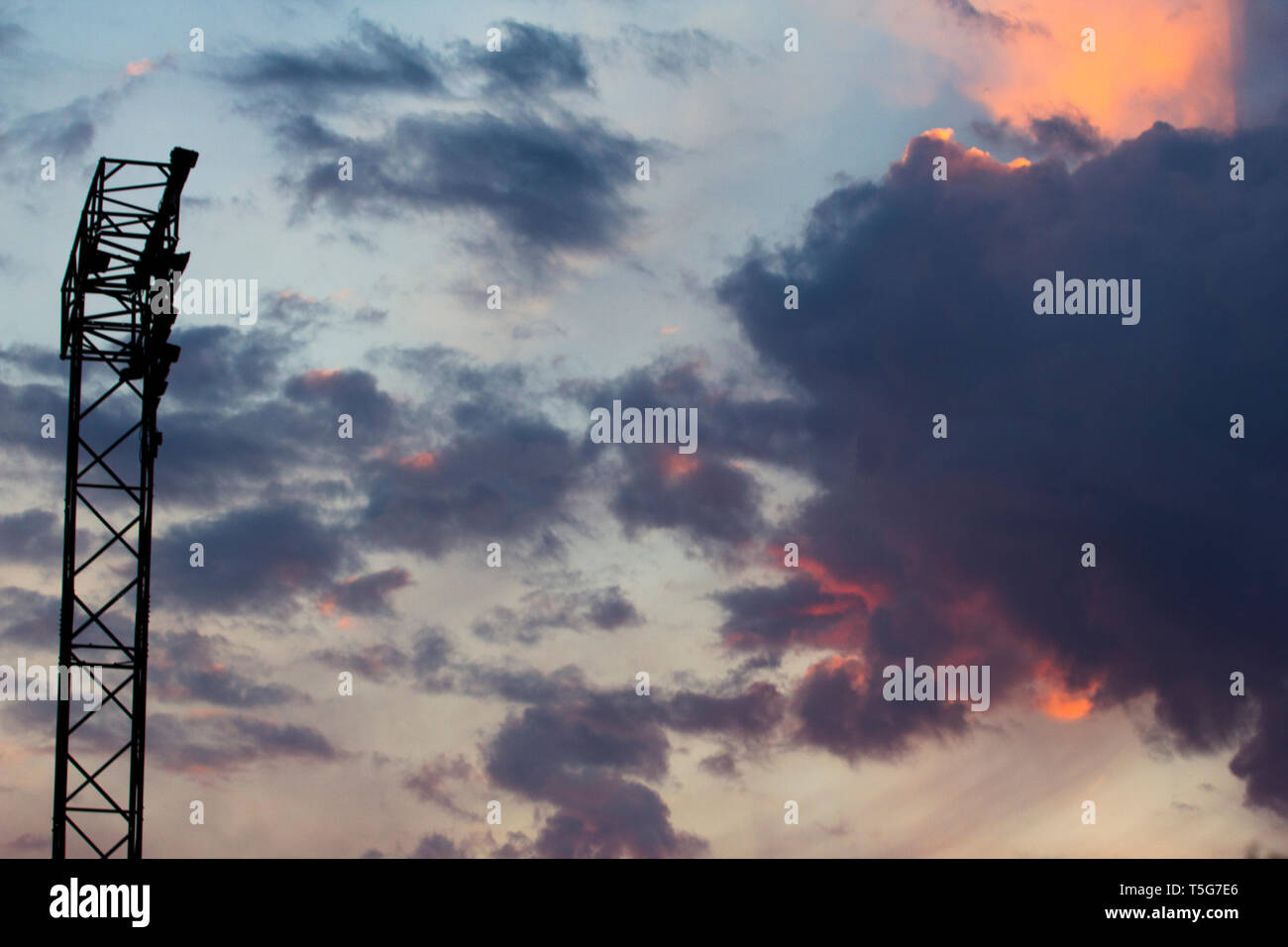 Stadium Lights Sunset Stock Photo - Alamy