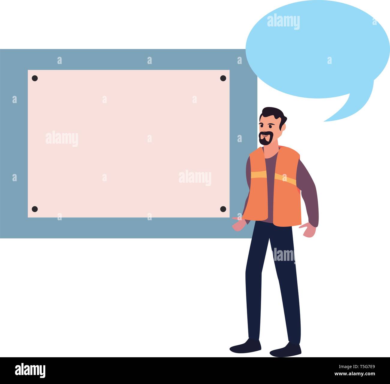 construction worker board labour day vector illustration Stock Vector ...