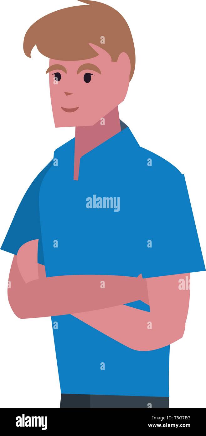 man character folded arms vector illustration design Stock Vector Image ...