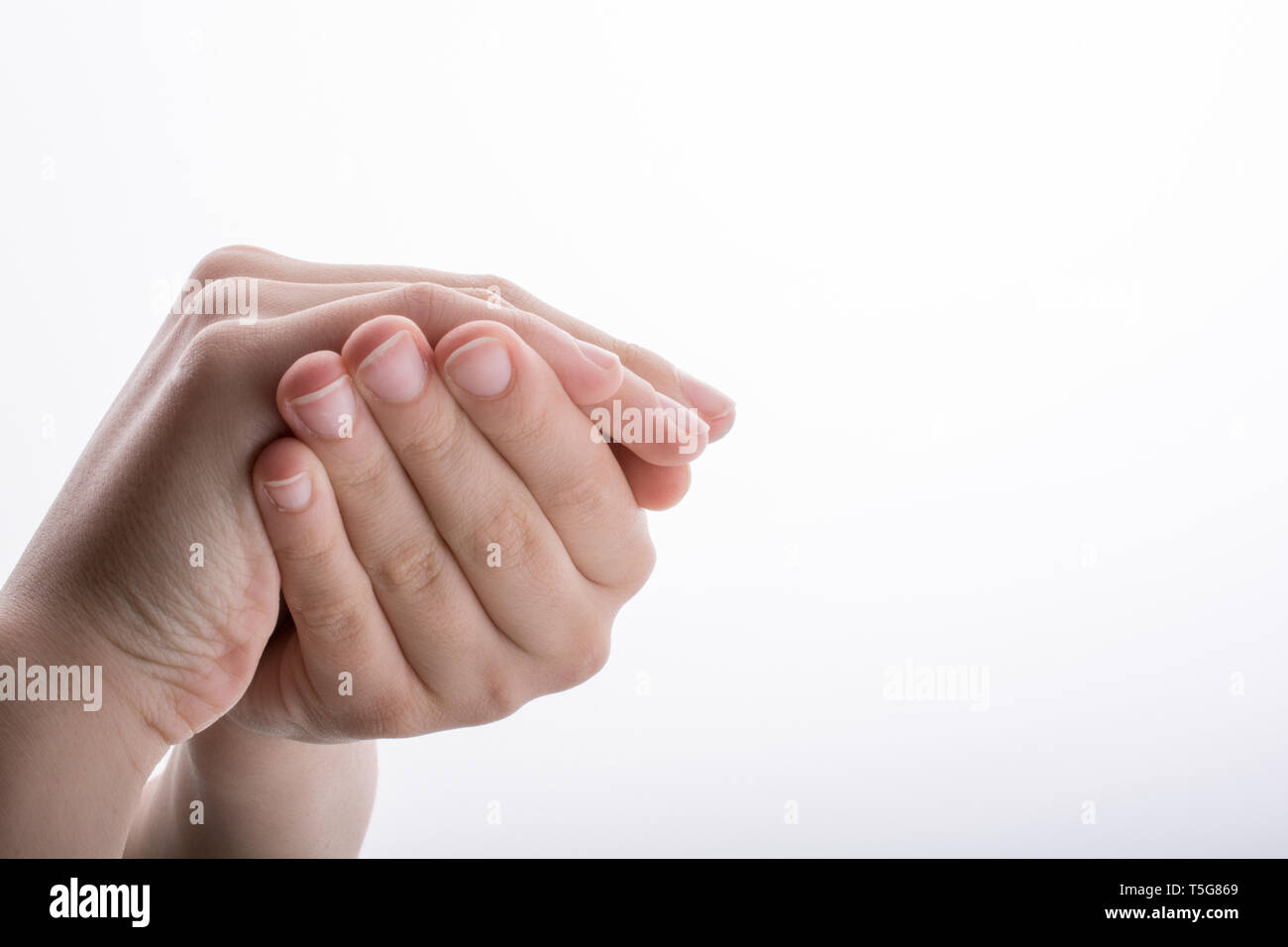 Closed Hand holding on a white background Stock Photo - Alamy