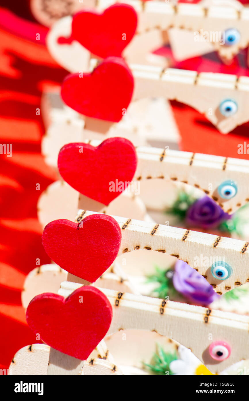 Colorful decorative objects in the shape of a heart Stock Photo - Alamy