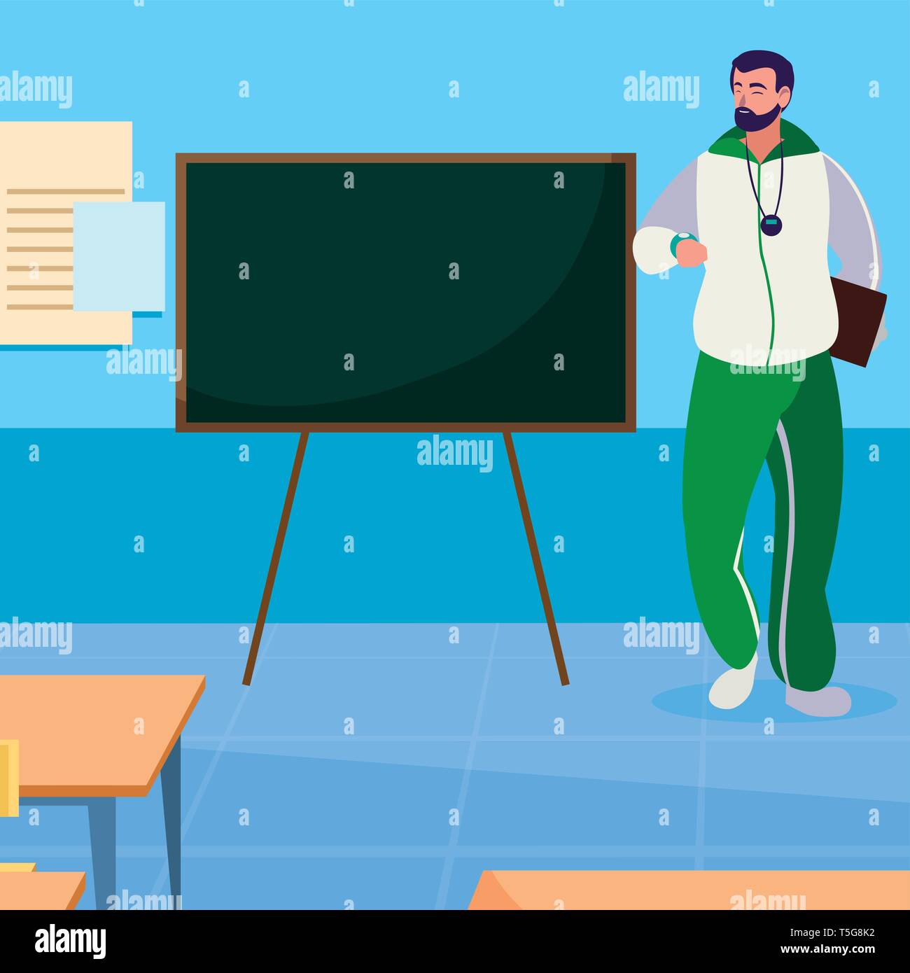 sports teacher in the classroom vector illustration design Stock Vector ...