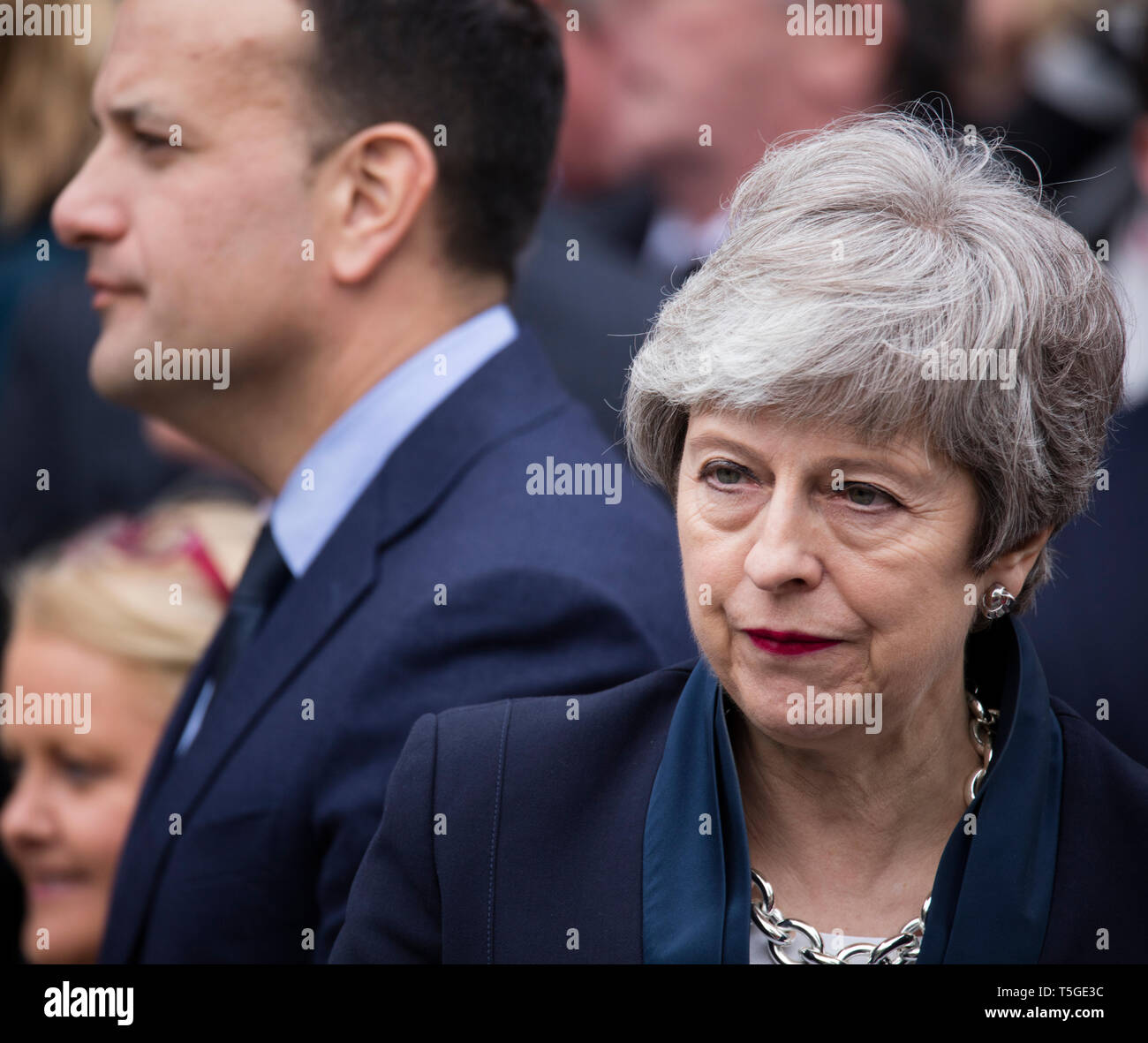 British Prime Minister Theresa May joins Irish Taoiseach Leo Varadkar ...