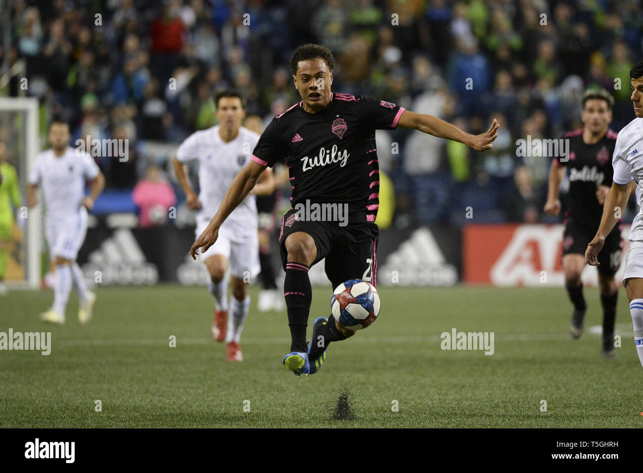 Seattle, Washington, USA. 24th Apr, 2019. Seattle's Henry Wingo (23) in ...