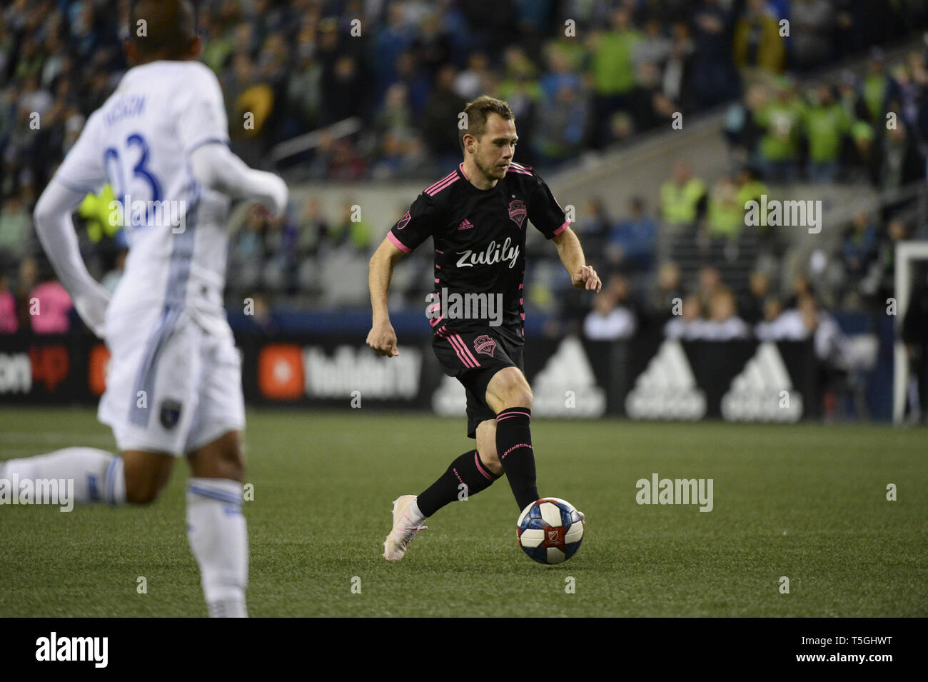 Seattle, Washington, USA. 24th Apr, 2019. Seattle's Harry Shipp (19) in ...