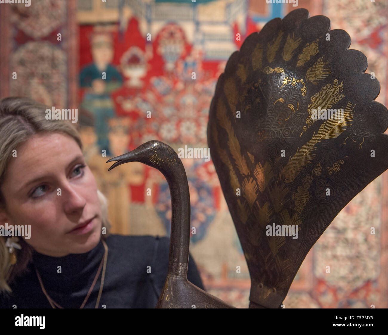 Qajar gold damascened steel peacock hi-res stock photography and images ...