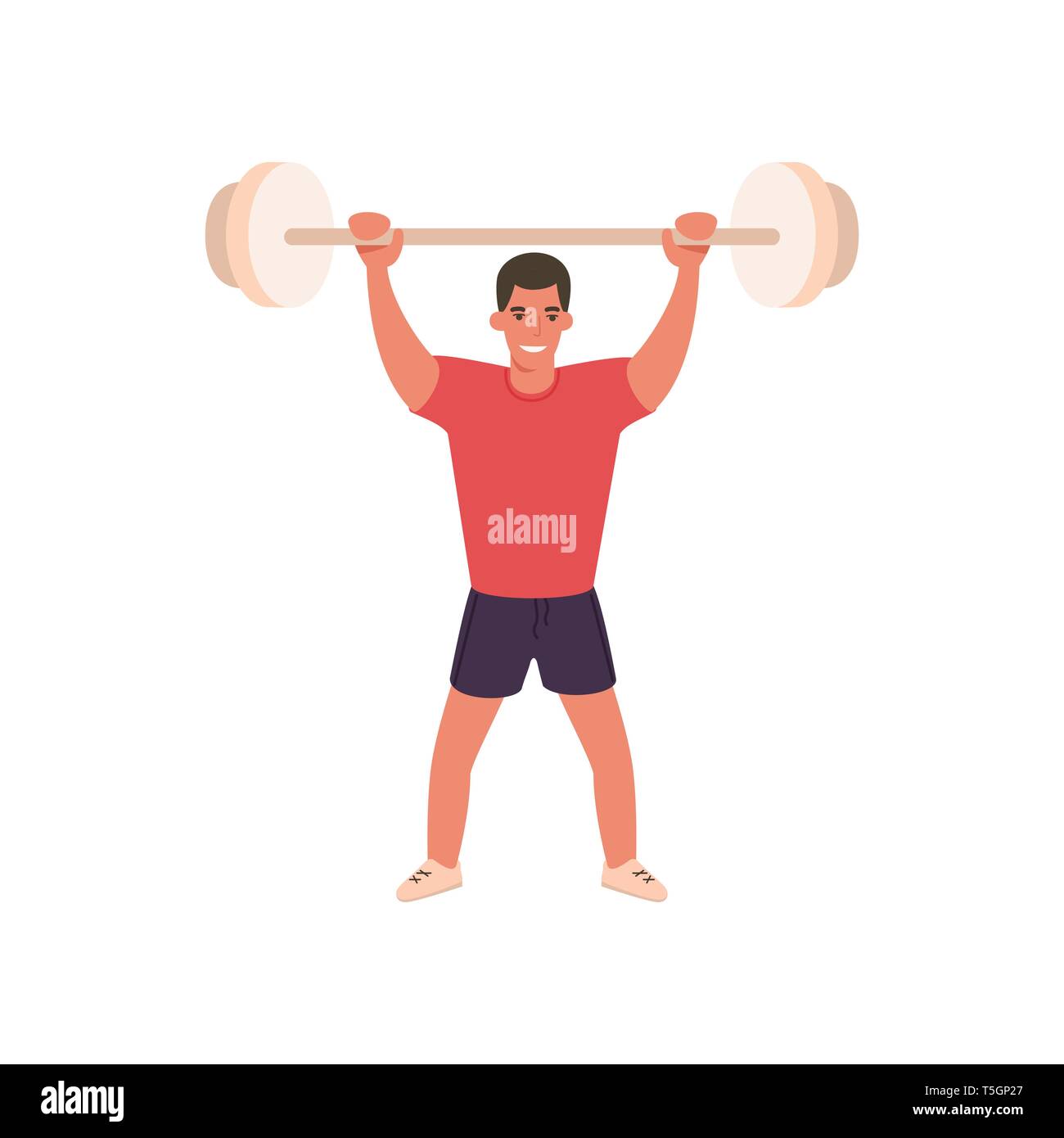 Cartoon muscular brutal man with barbell. Vector Stock Vector Image ...
