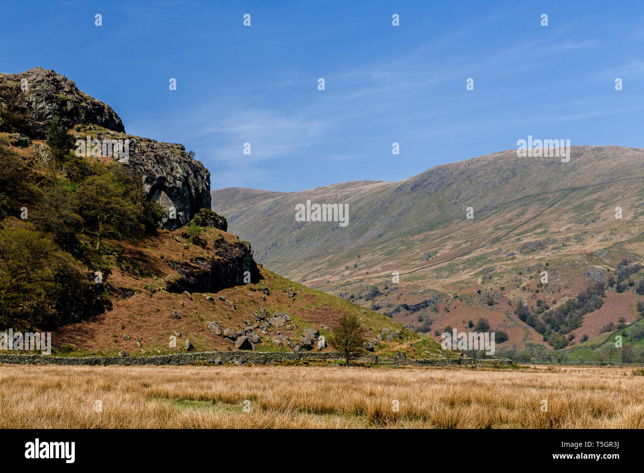 The upper reaches of the Kentmere Valley in Spring, in the Lake ...
