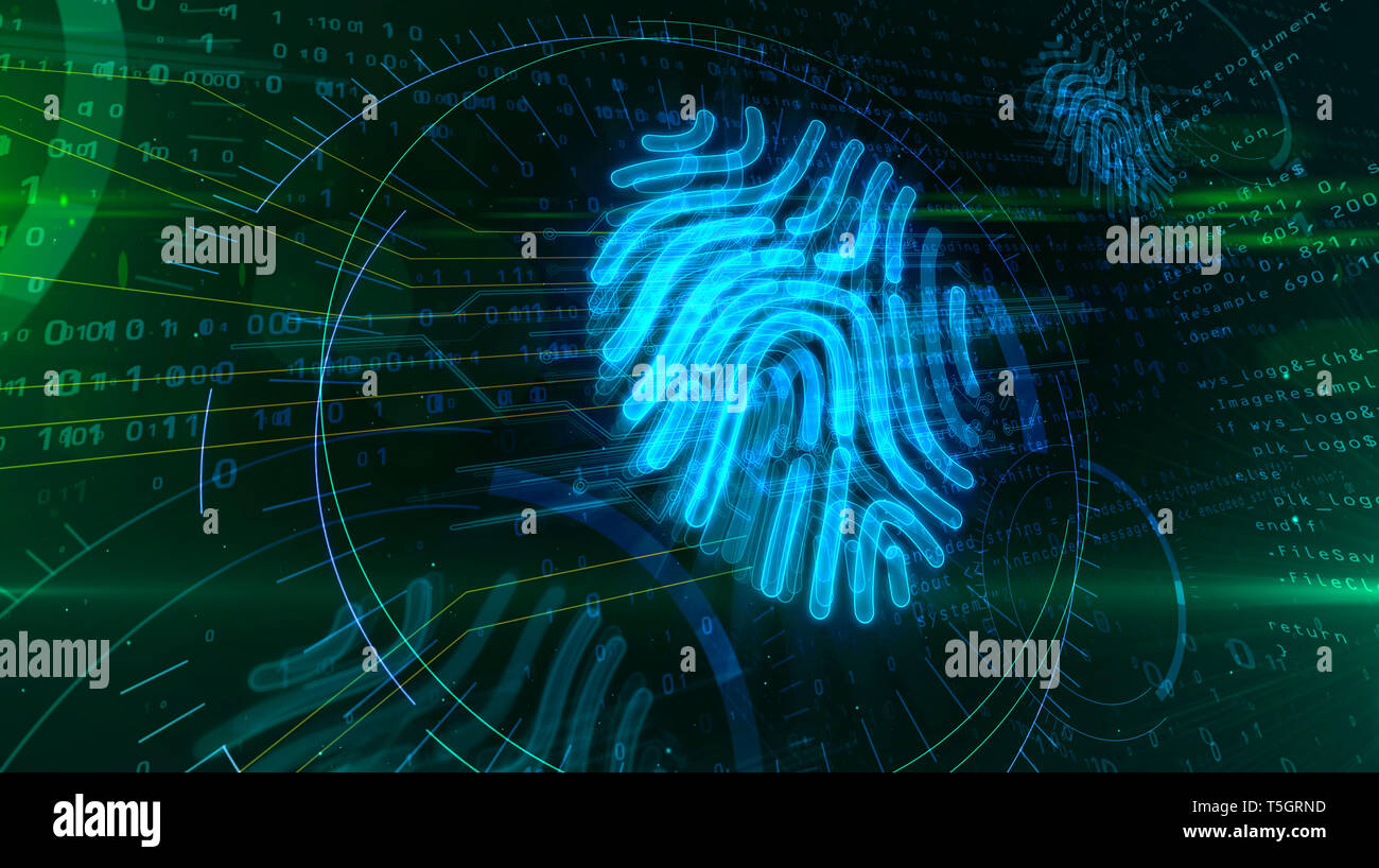 Digital protection by fingerprint authorization on cyber background ...