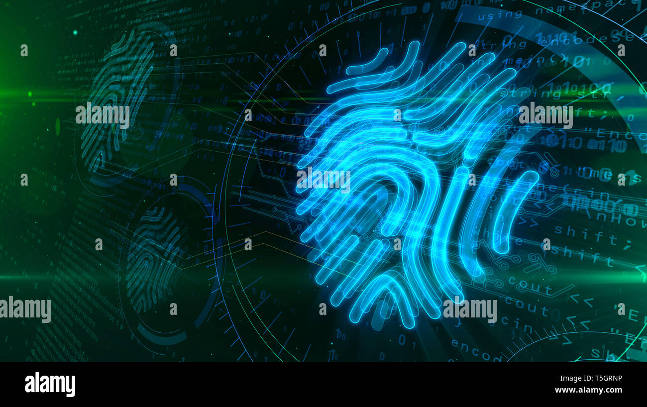 Digital protection by fingerprint authorization on cyber background ...