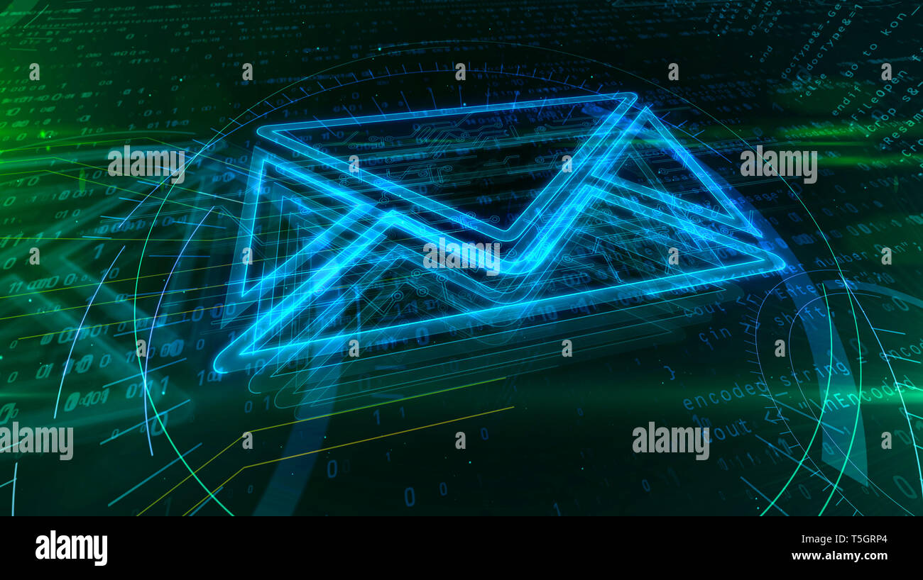 Internet email communication in cyberspace with envelope sign on ...