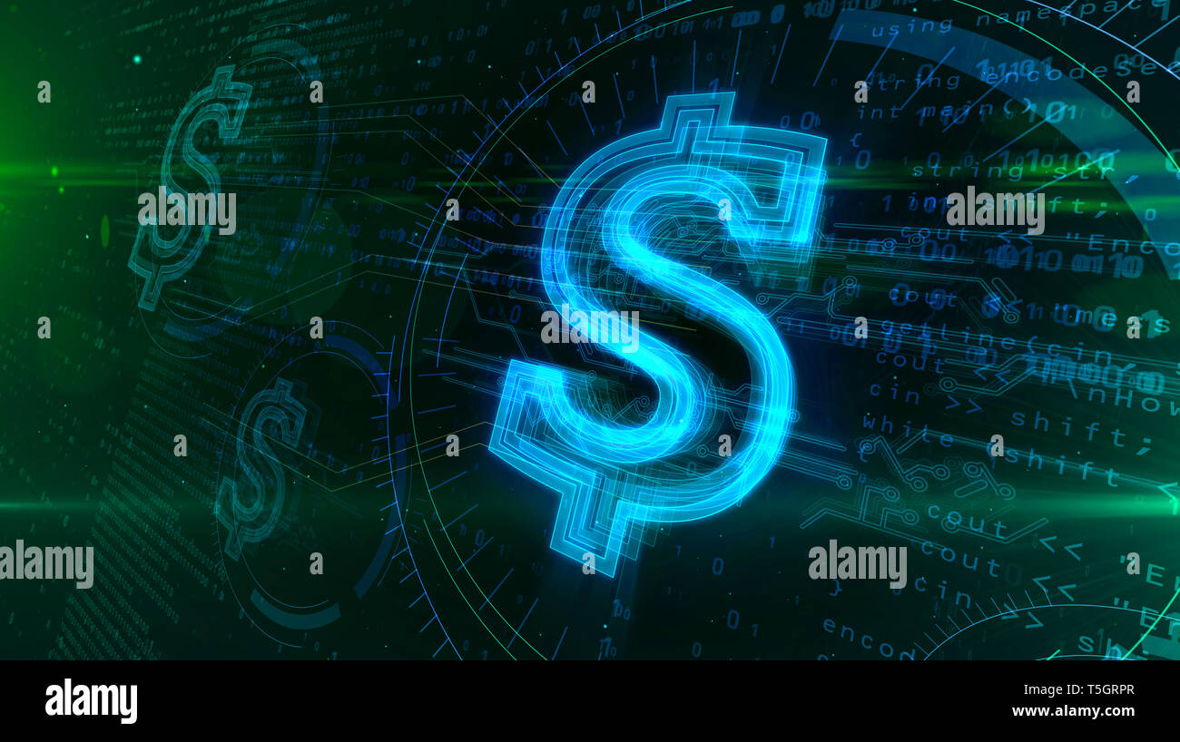 Dollar sign on digital background. Internet marketing and cyber ...