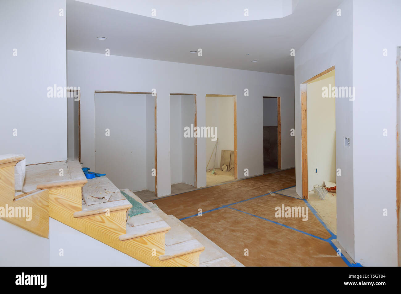 Interior of new house under architectural residential construction home ...