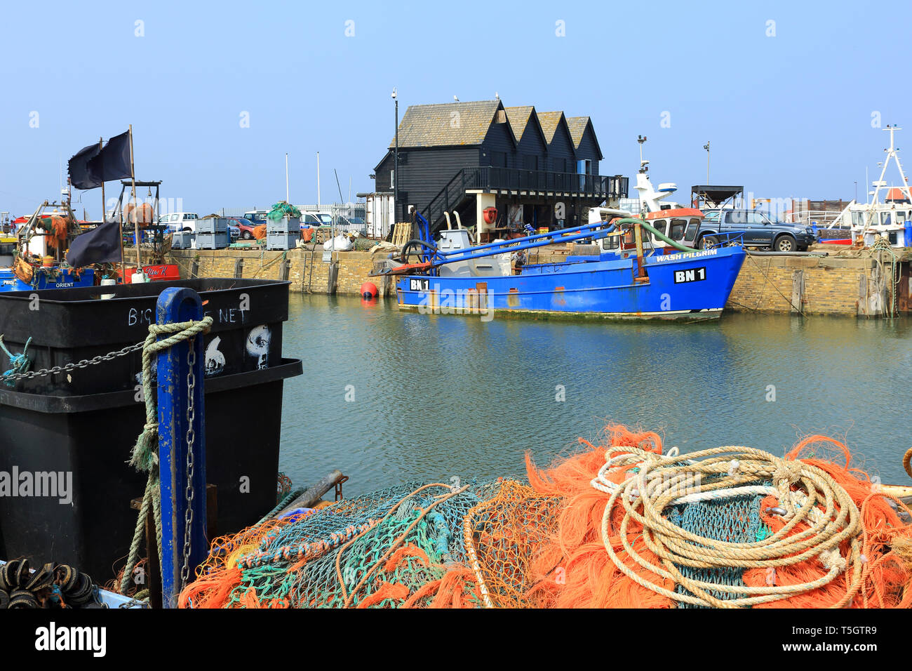 Fishing boats in Whitstable harbour Stock Photo - Alamy