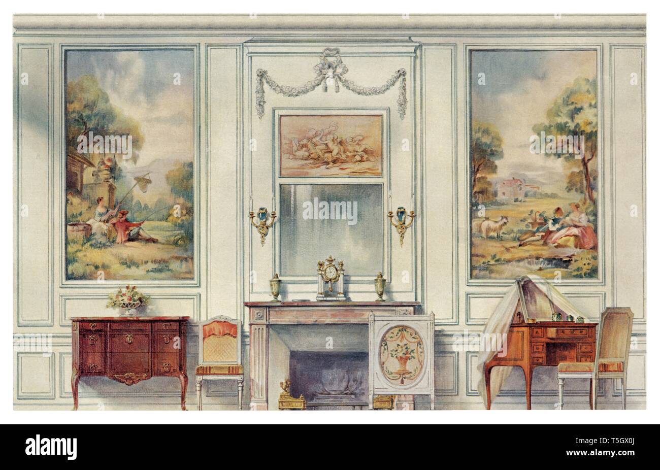 Face of chimney. Vintage illustration by Style Interiors 1905 Stock ...