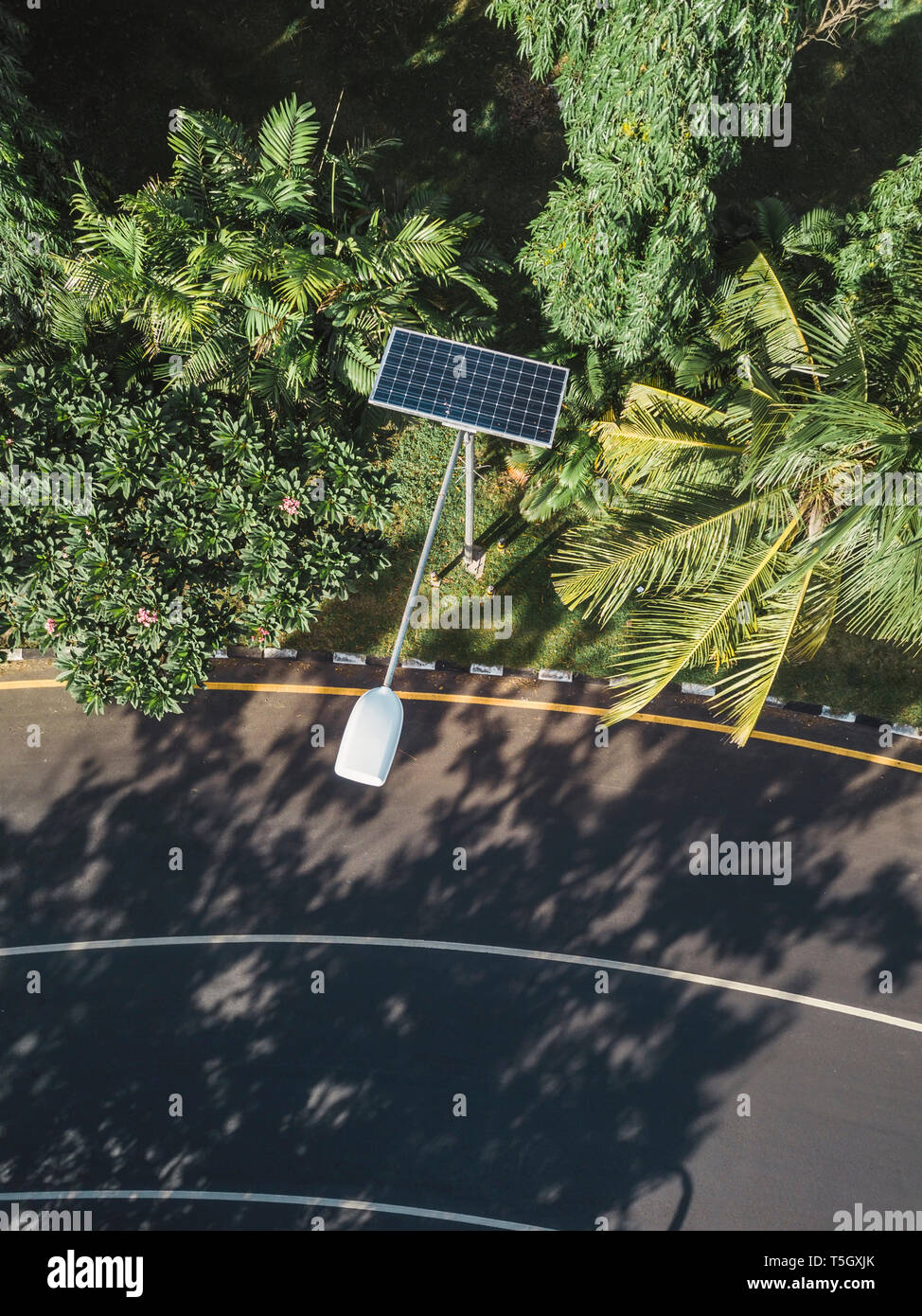 Indonesia, Bali, solar-powered street lamp, aerial view Stock Photo - Alamy