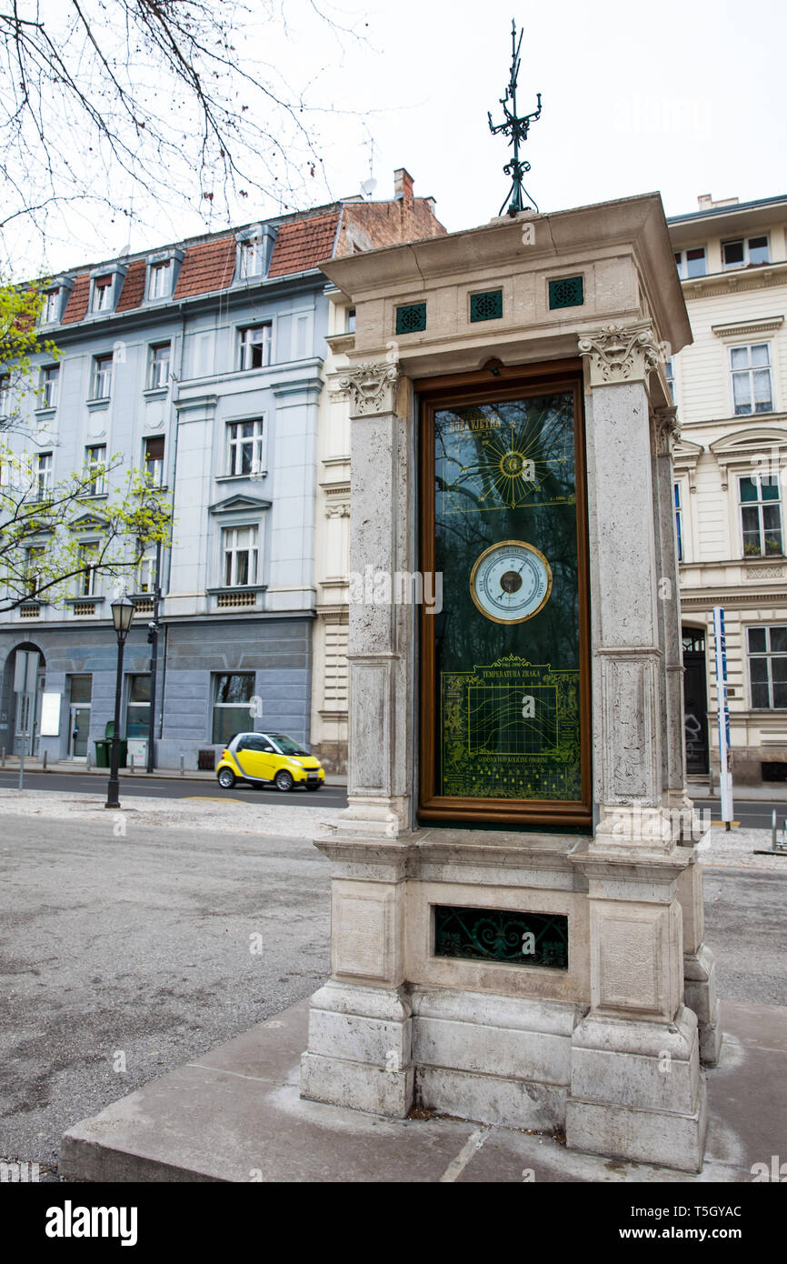 ZAGREB, CROATIA - APRIL, 2018: Historical Meteorological Pole located ...