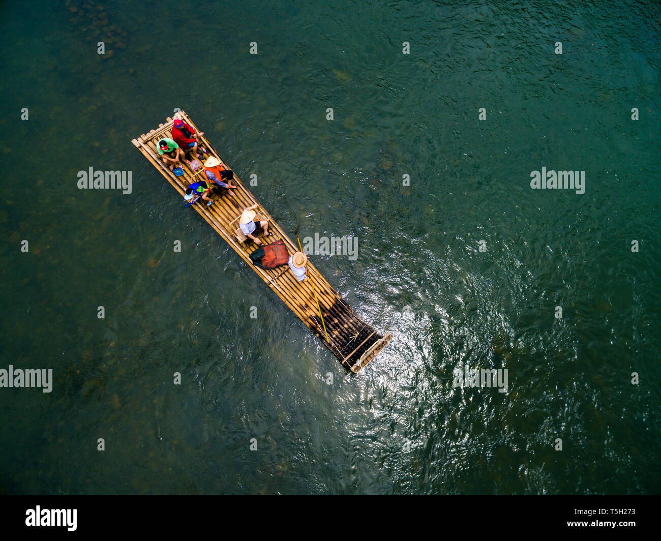 Bamboo raft on the Lijiang River in Guilin, Guangxi Stock Photo - Alamy