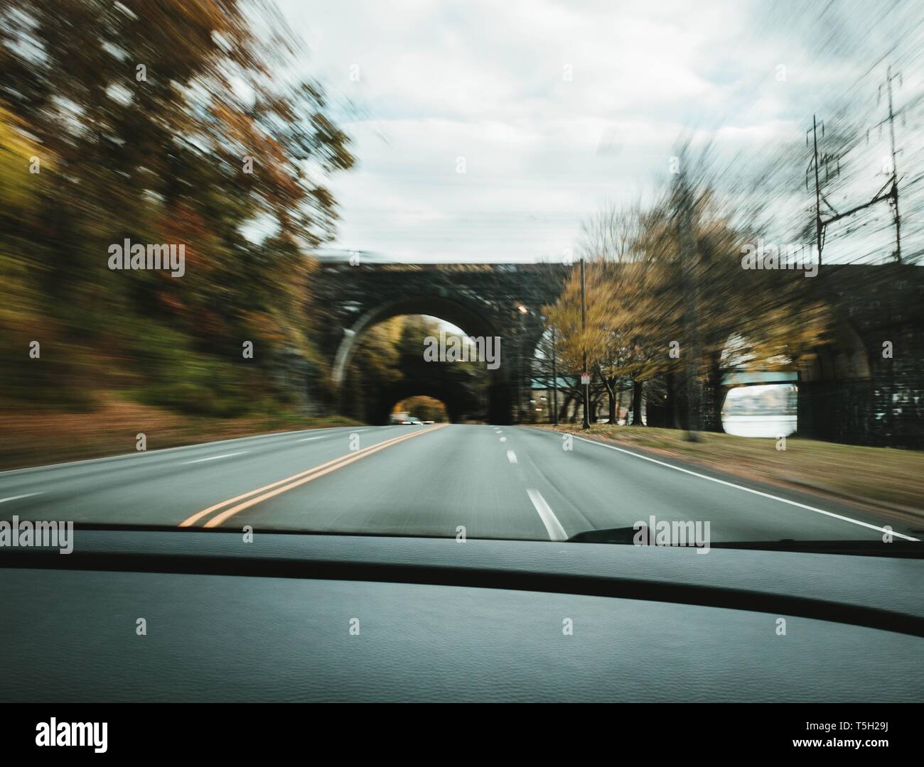 A fast movement from the inside of the car perspective Stock Photo - Alamy