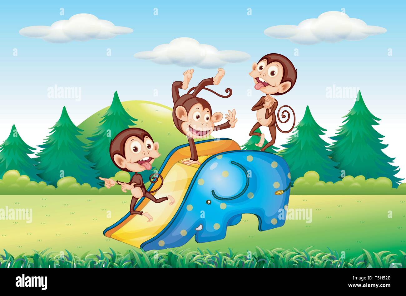 Monkey playing at playground illustration Stock Vector Image & Art - Alamy