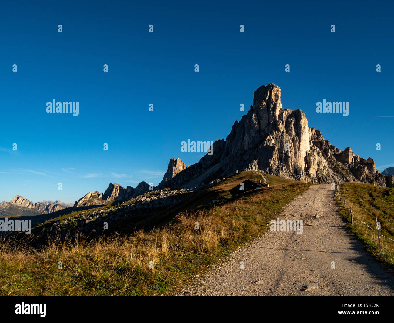 Italy, Veneto, Dolomites, Giau Pass, Gusela at sunrise Stock Photo - Alamy