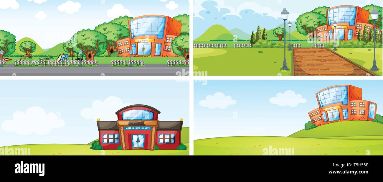 Set of school building backgrounf illustration Stock Vector Image & Art ...