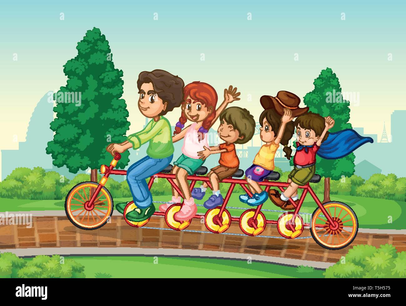 Family Riding Bicycle Clip Art