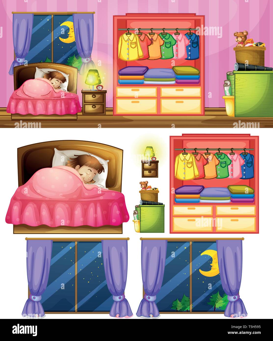 Bedroom wardrobe night Stock Vector Images - Alamy