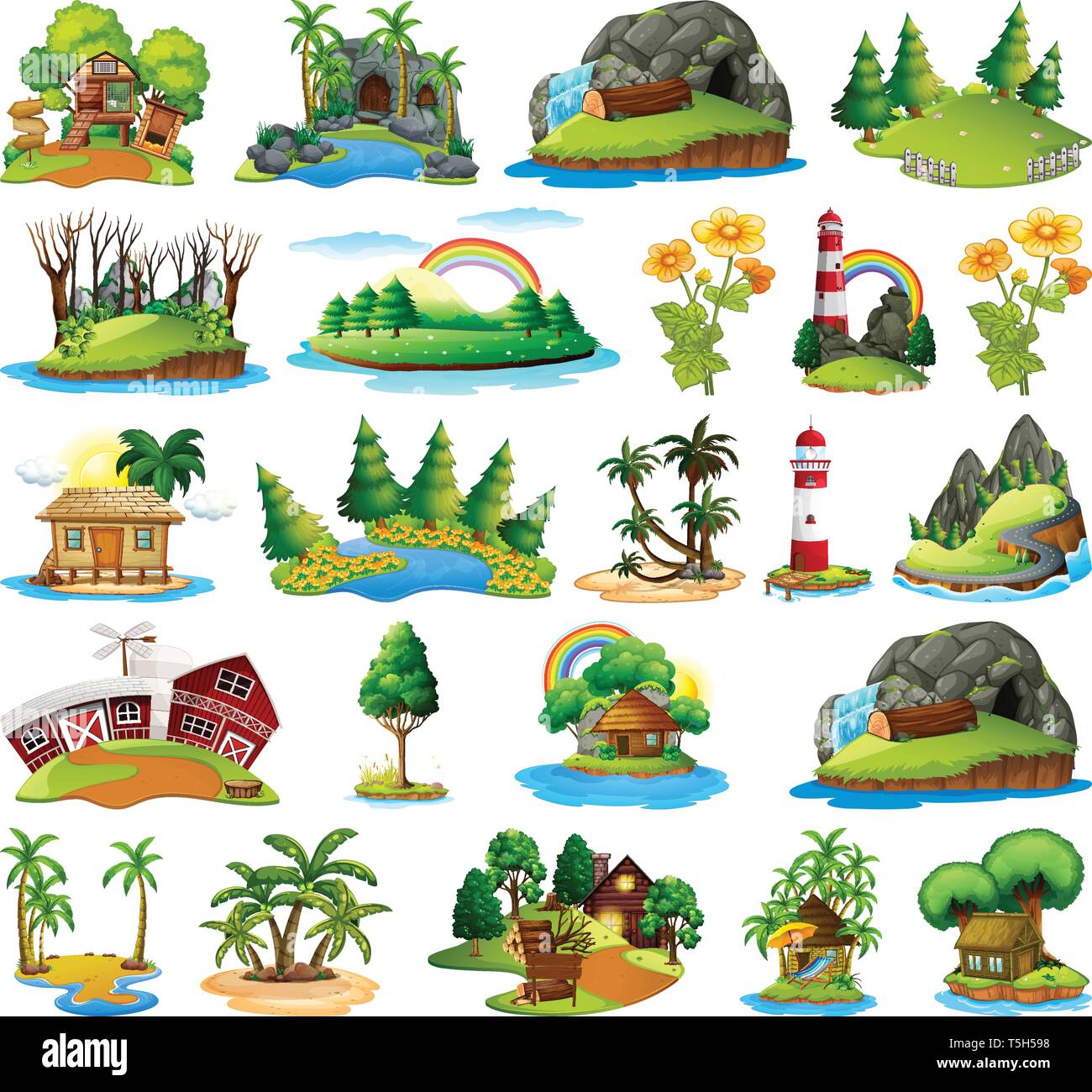 Set of nature landscape illustration Stock Vector Image & Art - Alamy