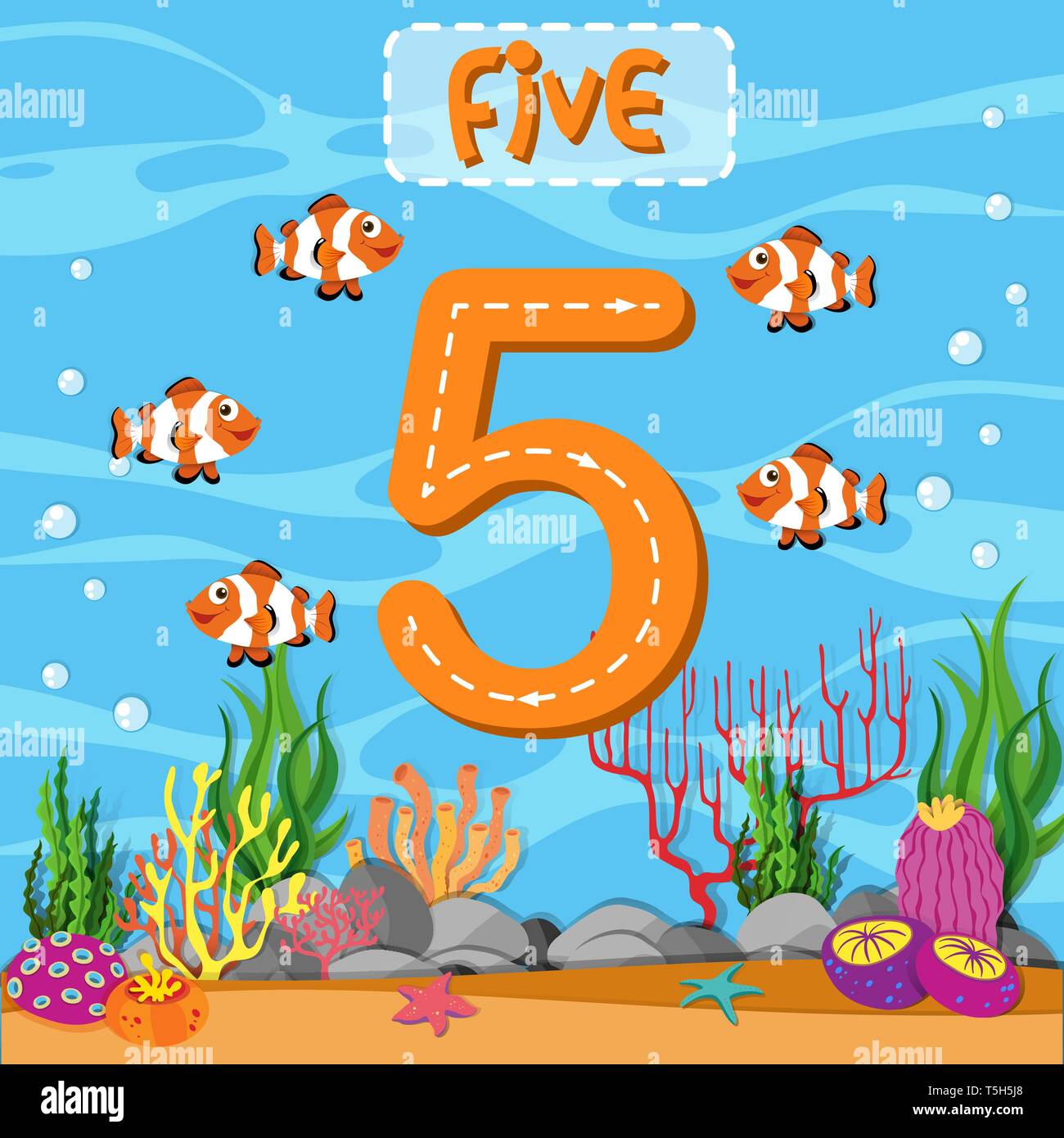 Number five tracing guide illustration Stock Vector Image & Art - Alamy