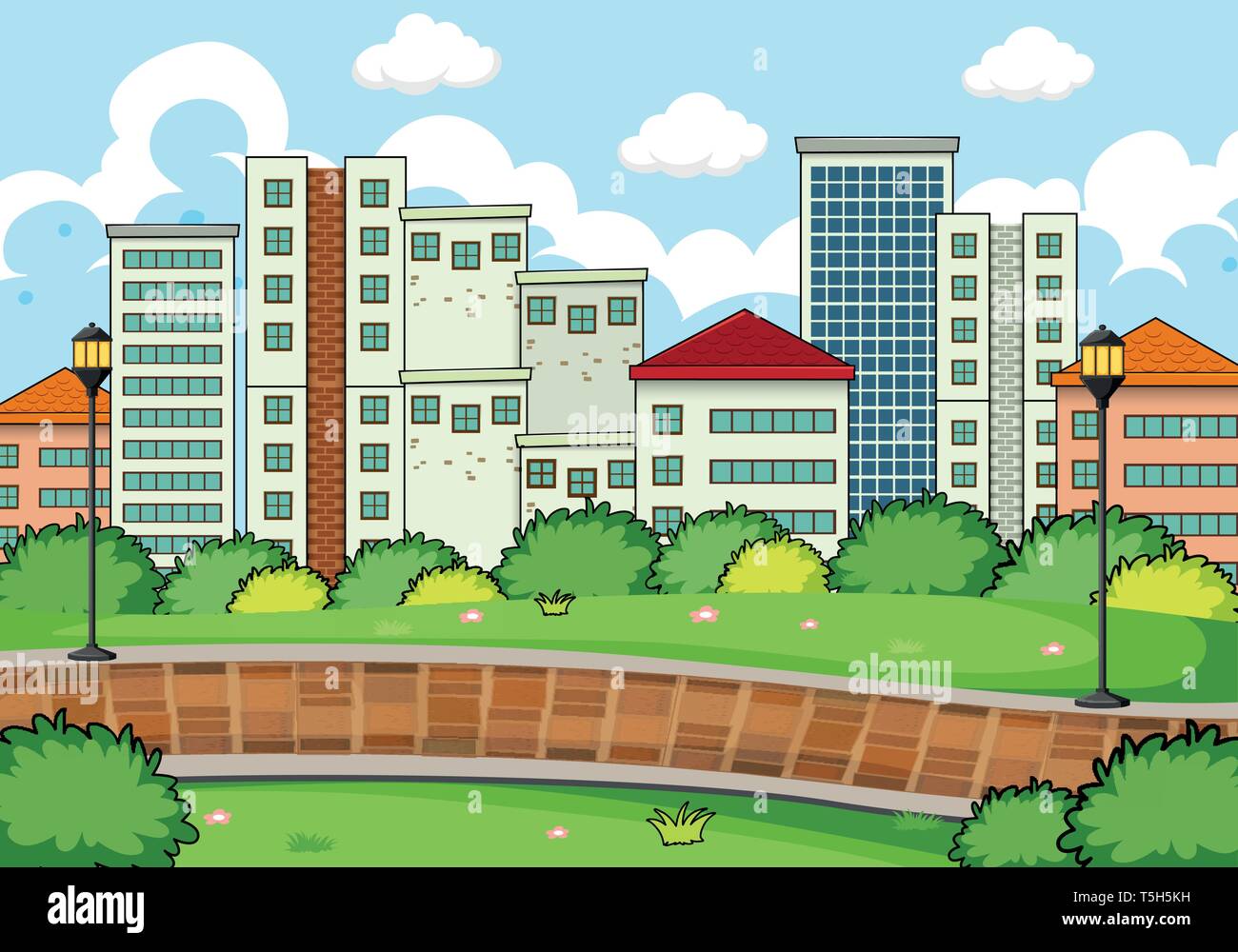 A simple park landscape illustration Stock Vector Image & Art - Alamy