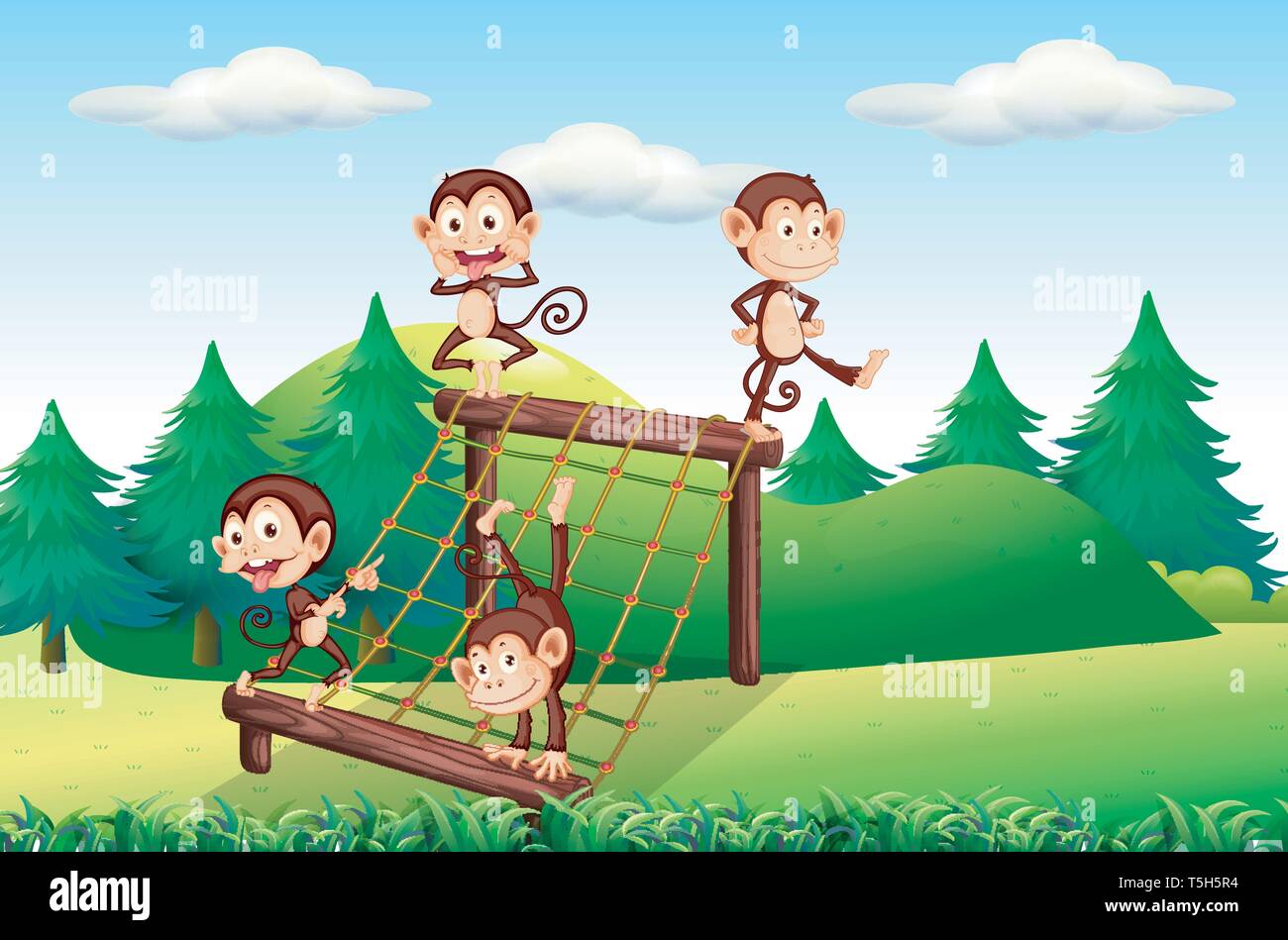 Monkey playing at playground illustration Stock Vector Image & Art - Alamy