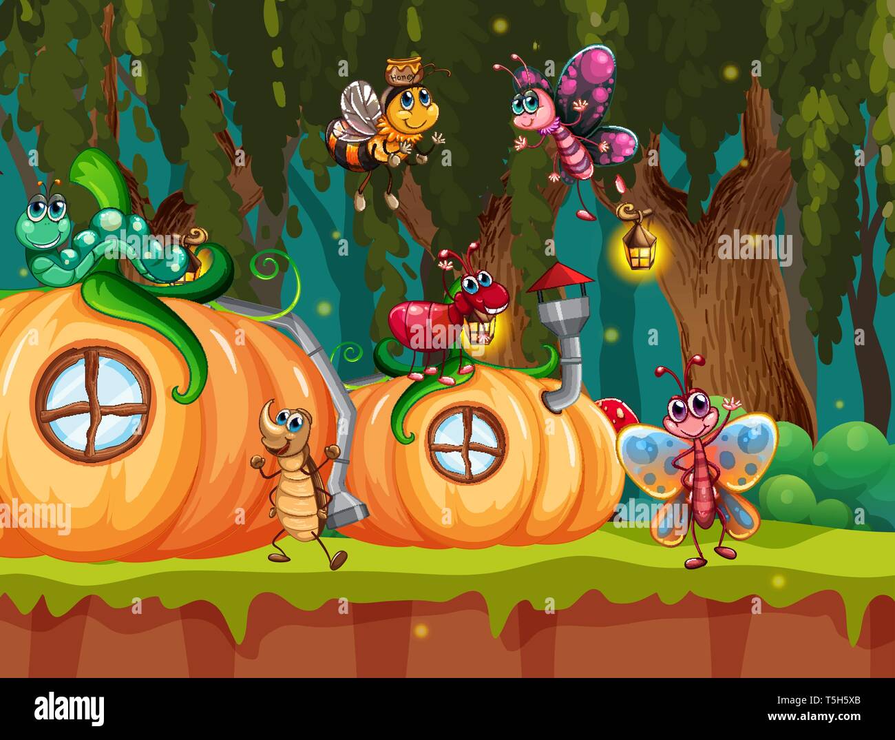 Insect in fairy tale forest illustration Stock Vector Image & Art - Alamy