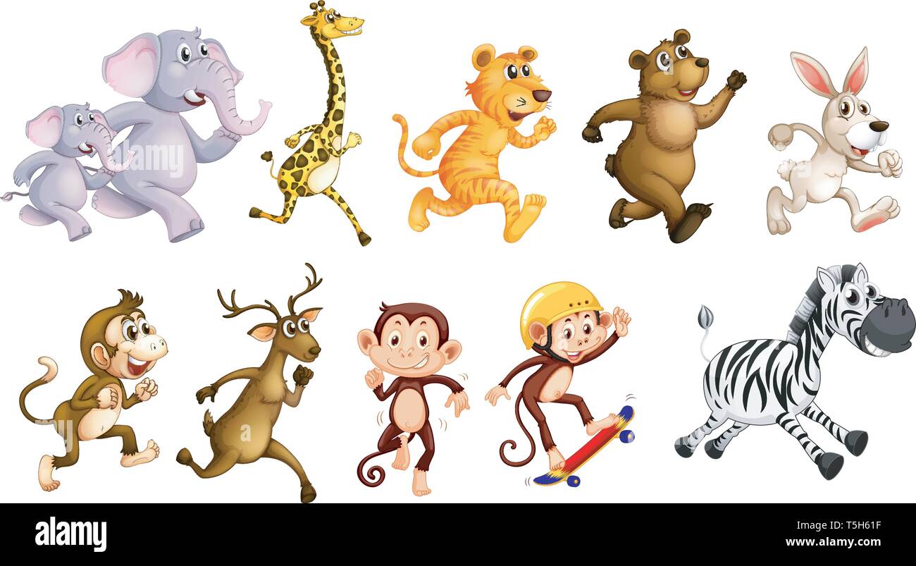 Set of wild animals running illustration Stock Vector Image & Art - Alamy